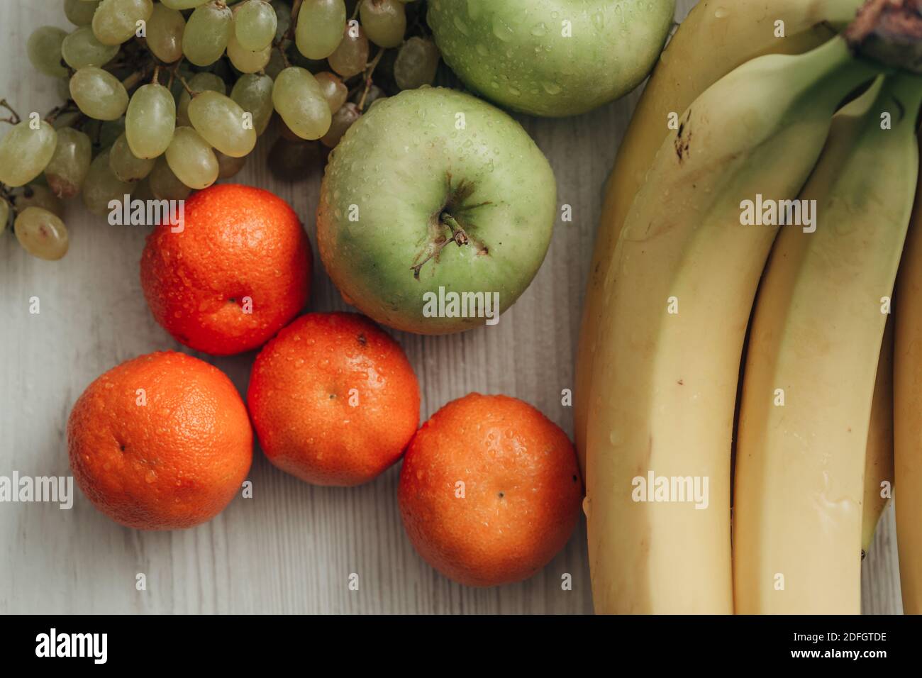 Composition with Summer Colorful Fruits on Wooden White Background ...