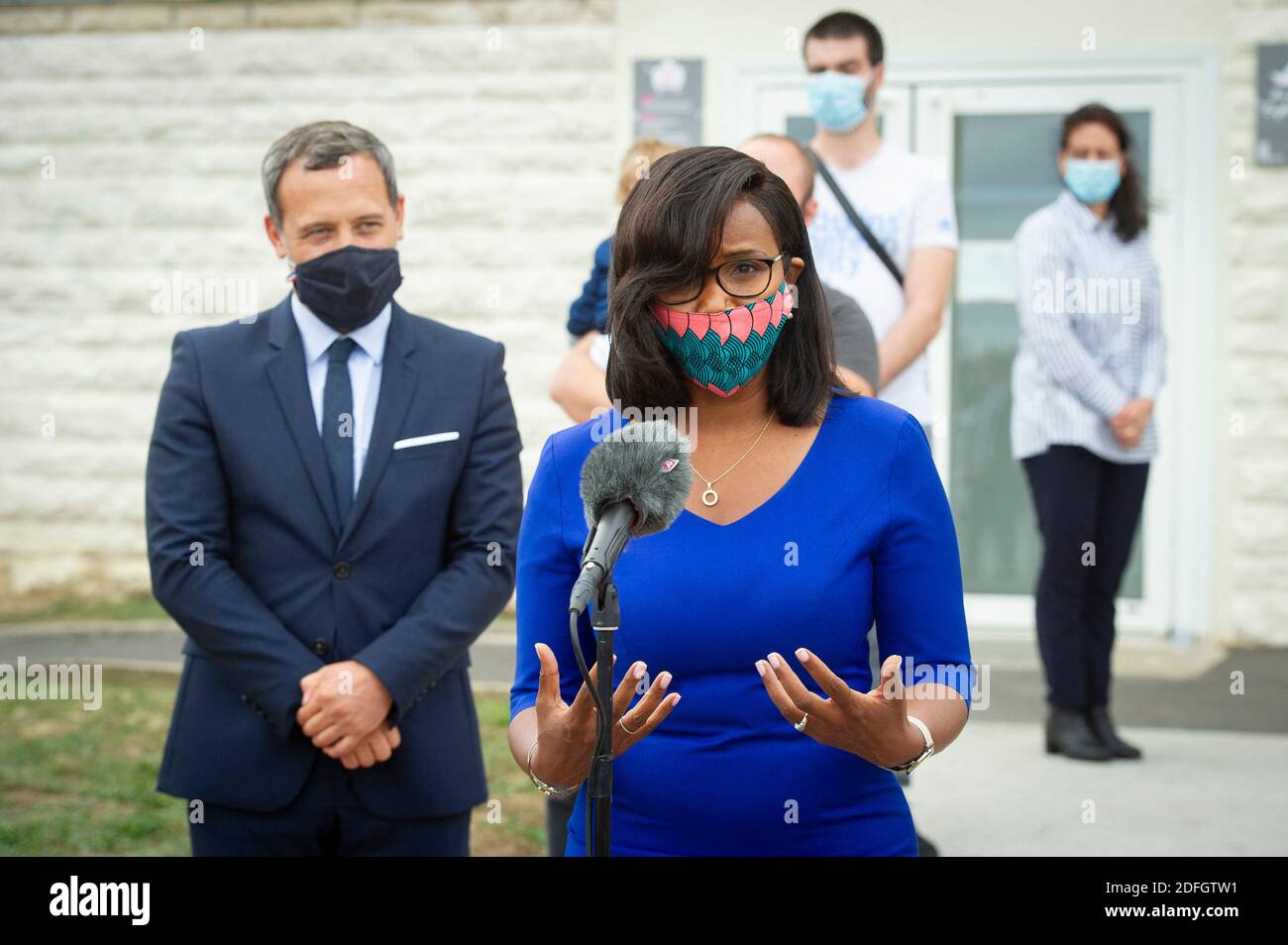 French President Emmanuel Macron and French Junior Minister of Gender ...