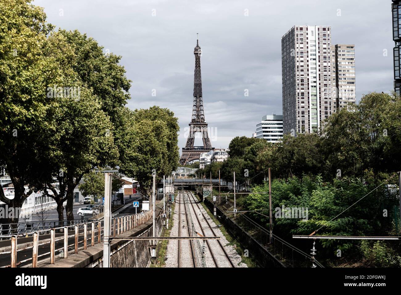 The railroad of the RER C near the Eiffel Tower and the riverside of ...