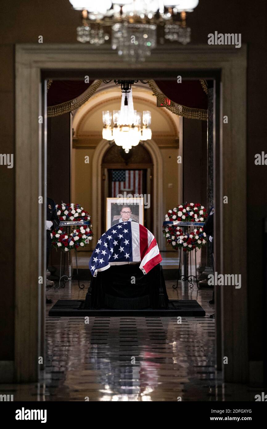 The casket of late Supreme Court Justice Ruth Bader Ginsburg lies in ...