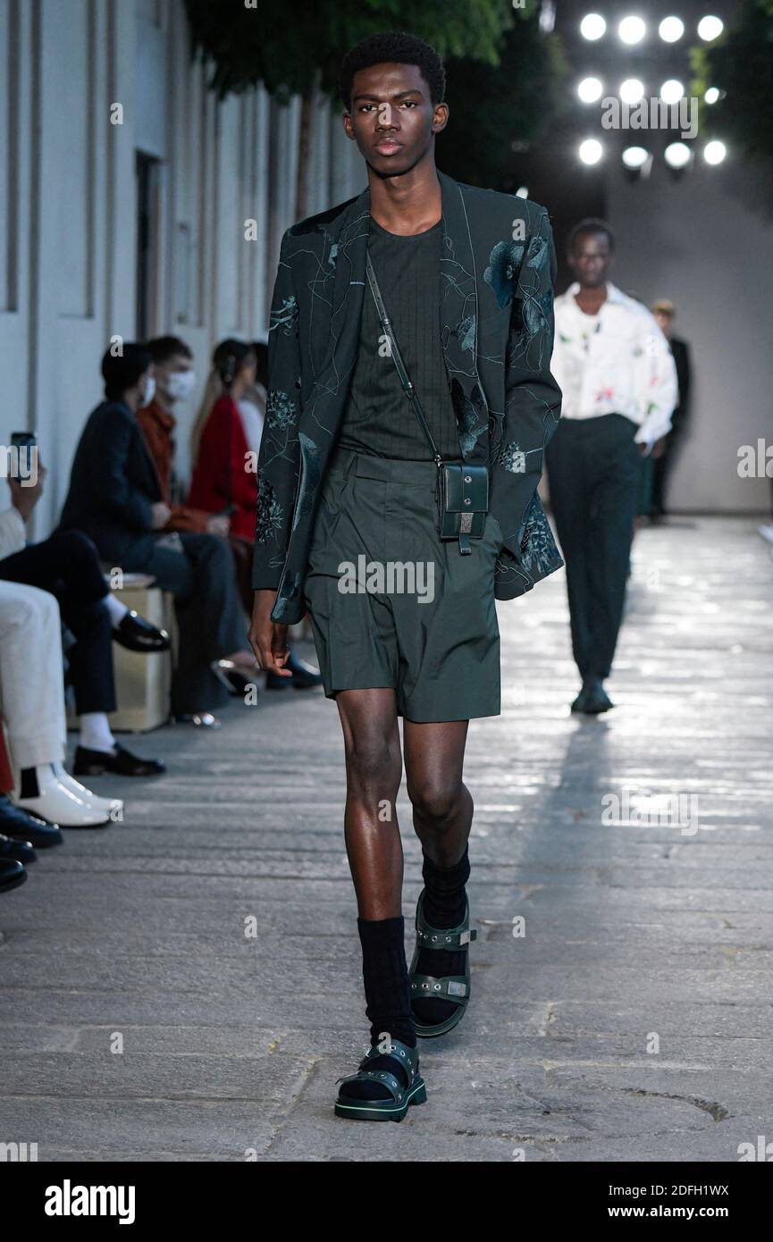 A model walks the runway at the Hugo Boss fashion show during the Milan ...