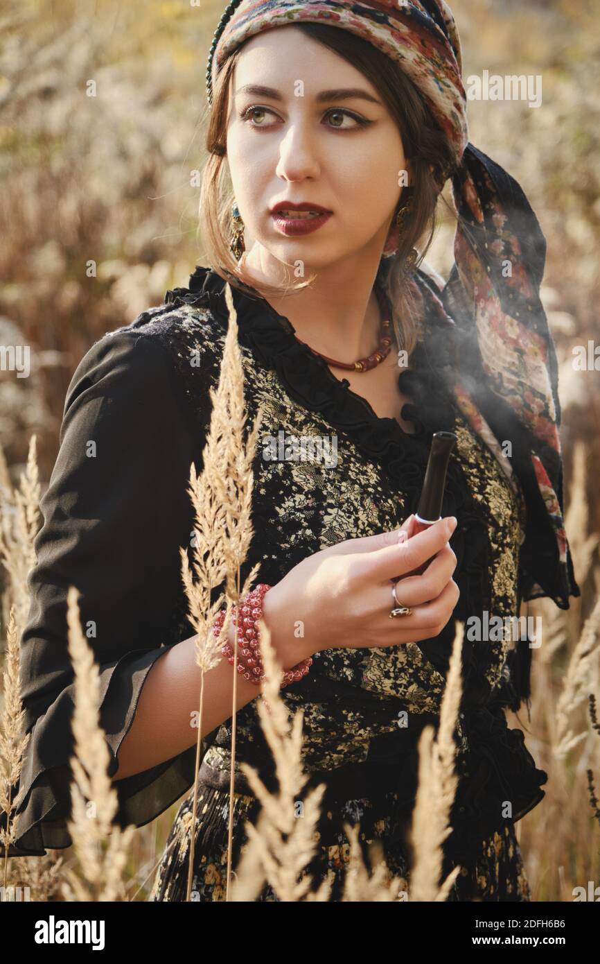Smoking pipe beautiful young fashion hi-res stock photography and ...