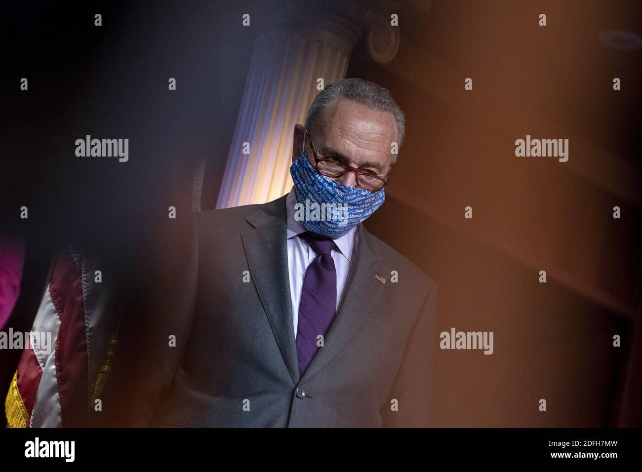 Senate Minority Leader Chuck Schumer, a Democrat from New York, wears a ...