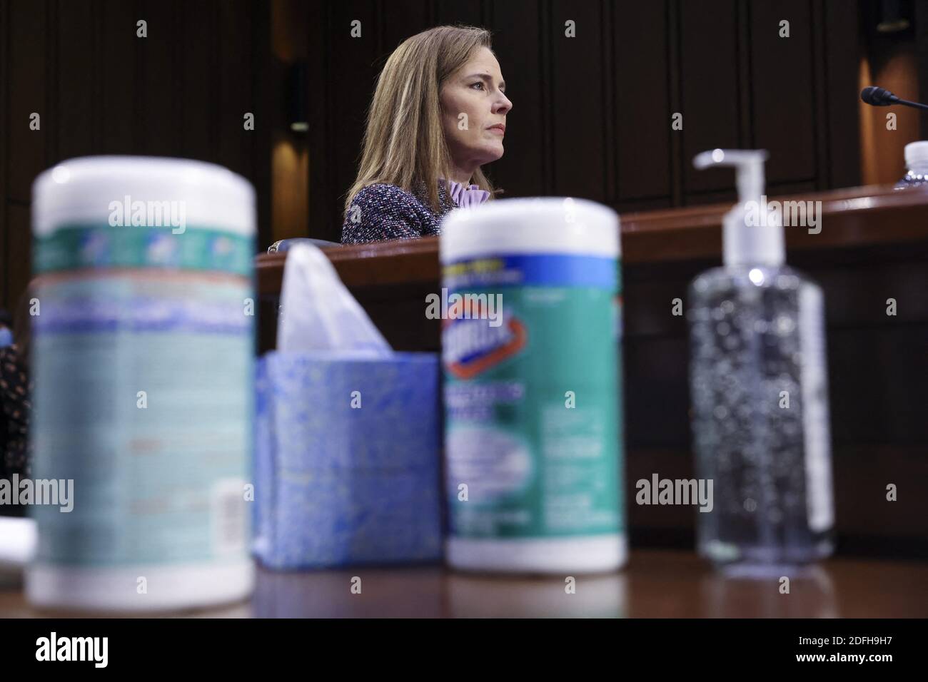 U.S. Supreme Court nominee Judge Amy Coney Barrett is seated prior to ...