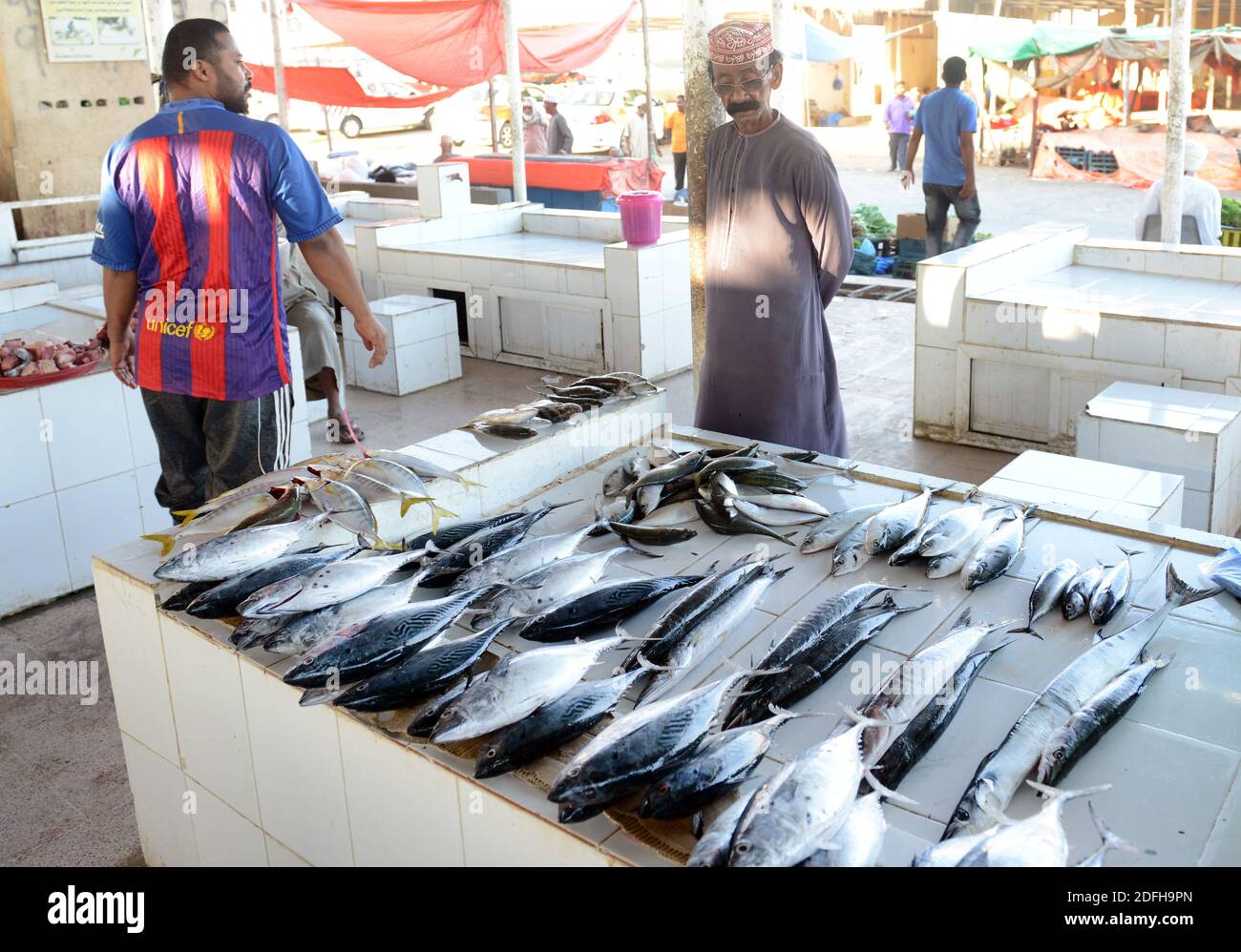 The morning fish market in the coastal town of Barka, Oman Stock Photo ...
