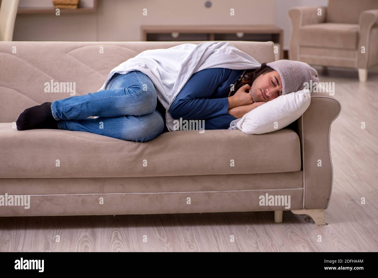 Sick young man coughing sleeping hi-res stock photography and images ...