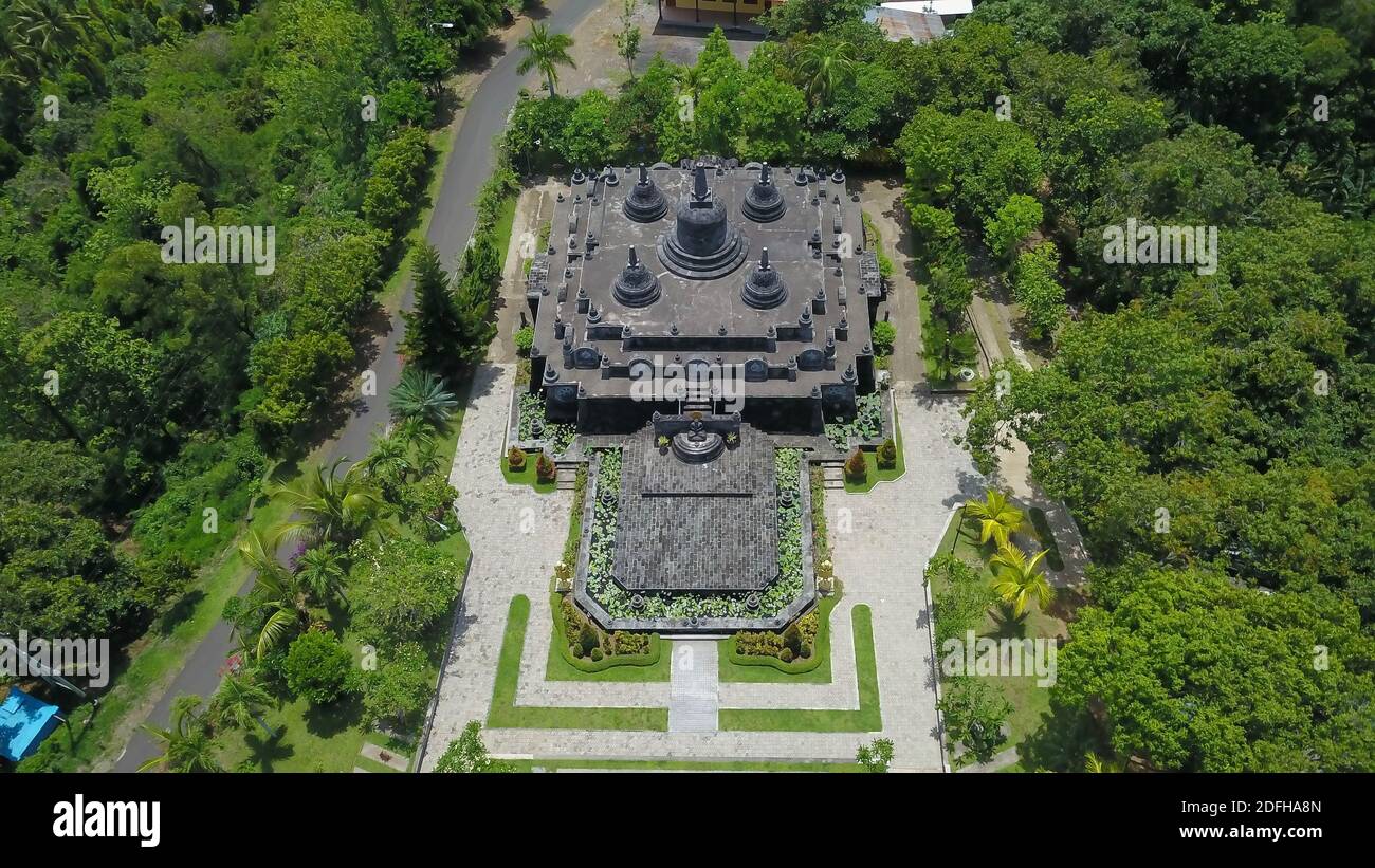 Aerial view of Traditional Buddhist temple Brahma Vihara Arama, Bali ...
