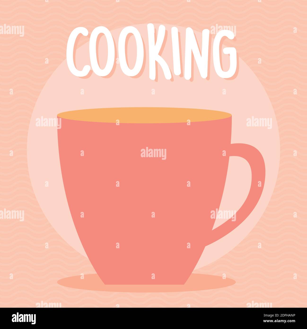 cooking lettering with cup of pink color on a white background Stock ...