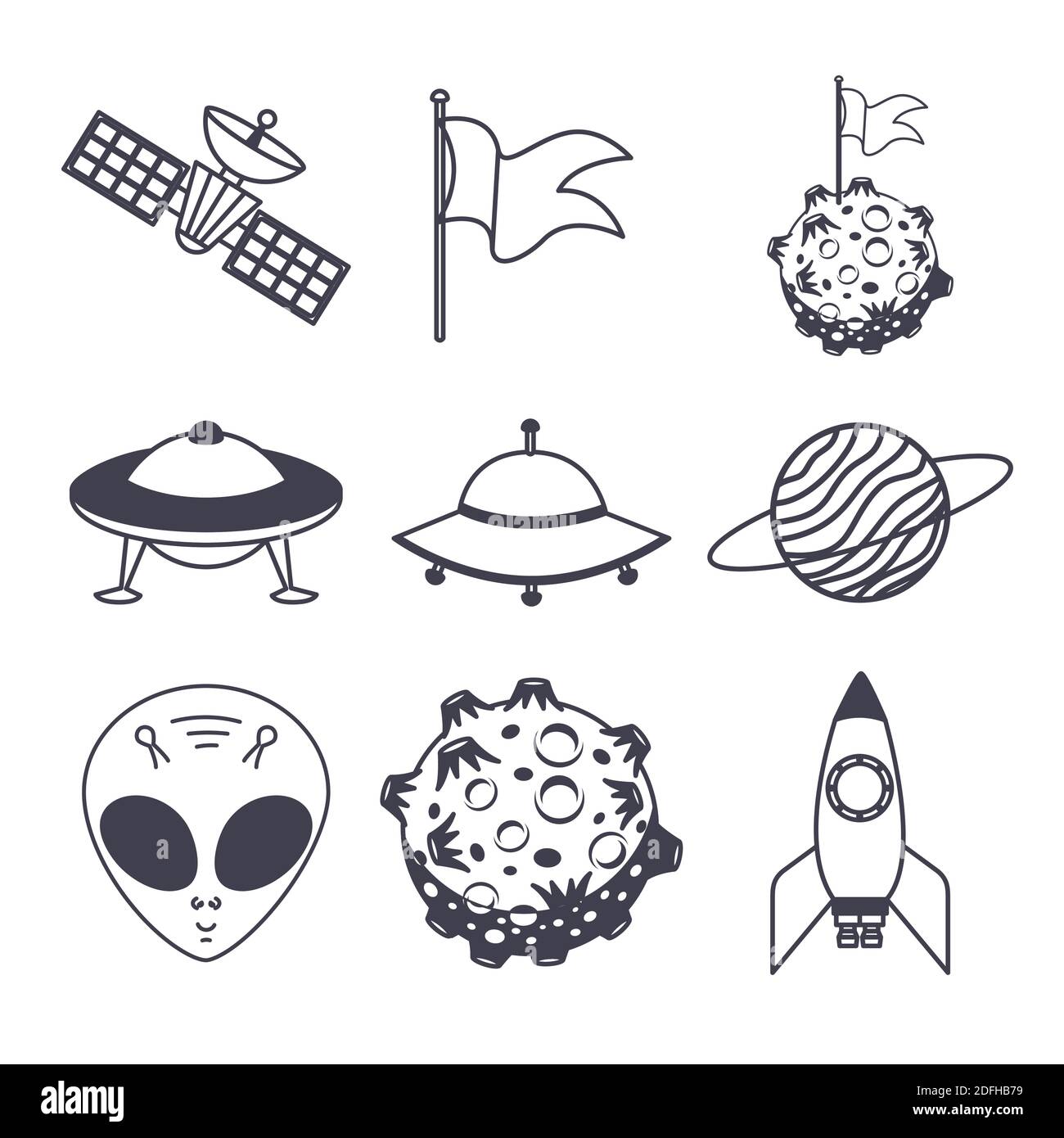 set of space icons on white background Stock Vector Image & Art - Alamy