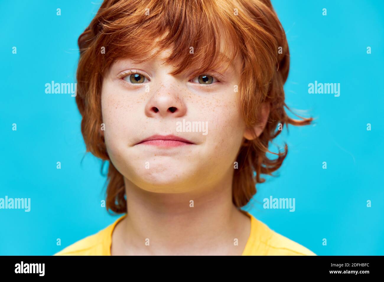 Portrait of red-haired boy face close-up look forward Stock Photo - Alamy