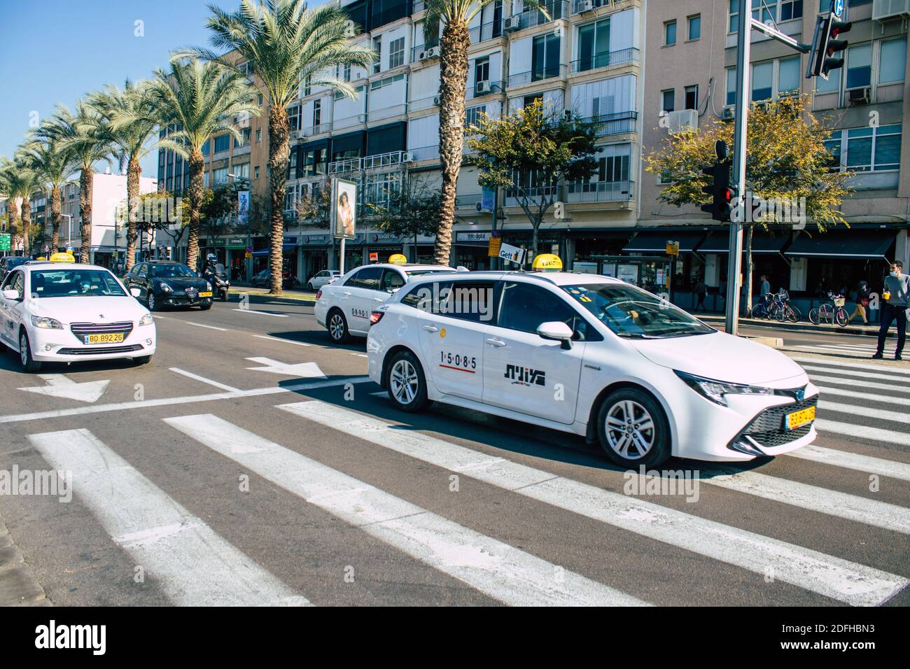 Tel Aviv Israel December 04, 2020 View of a traditional Israeli taxi ...