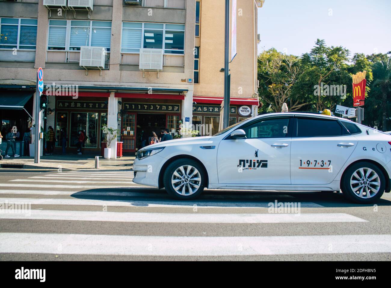 Tel Aviv Israel December 04, 2020 View of a traditional Israeli taxi ...