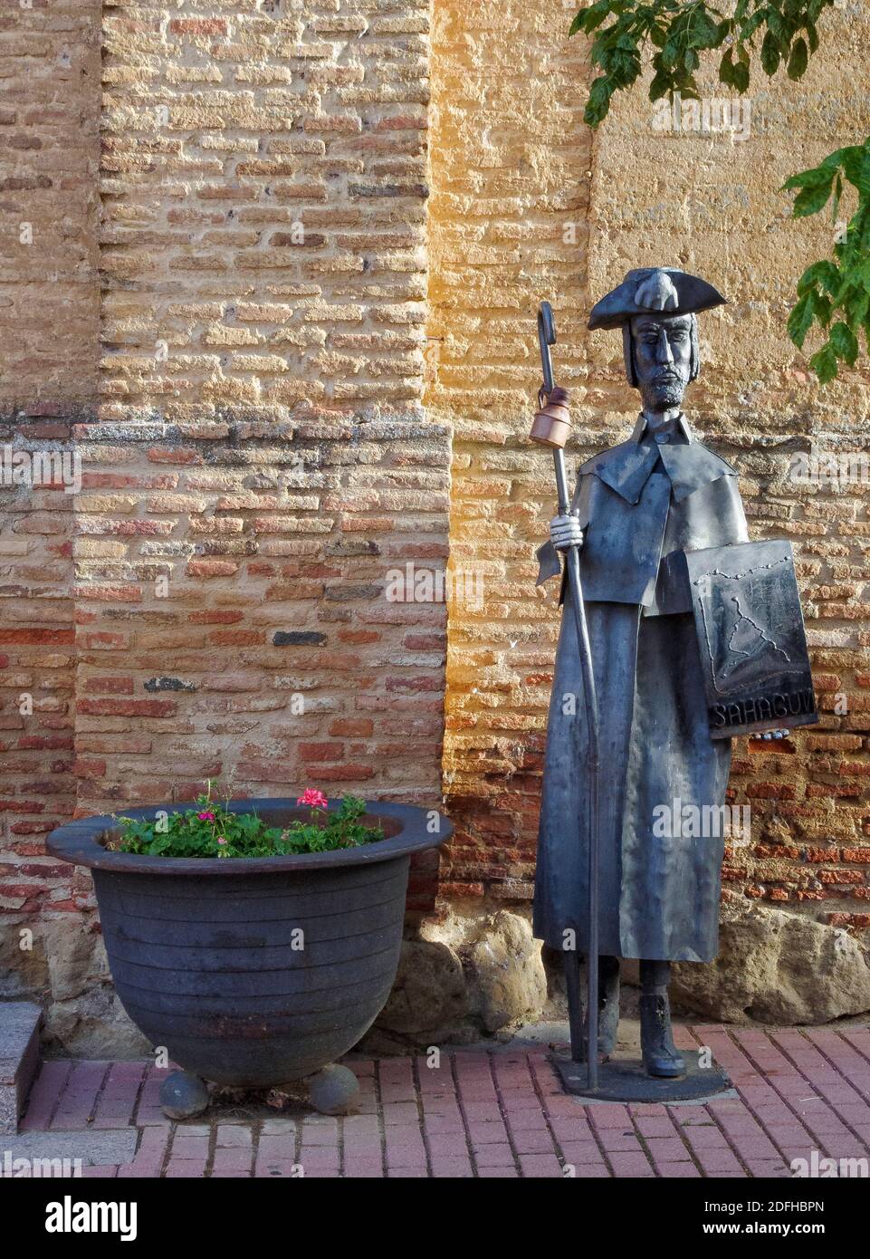 Modern Camino pilgrim statue in front of Albergue Cluny - Sahagun ...