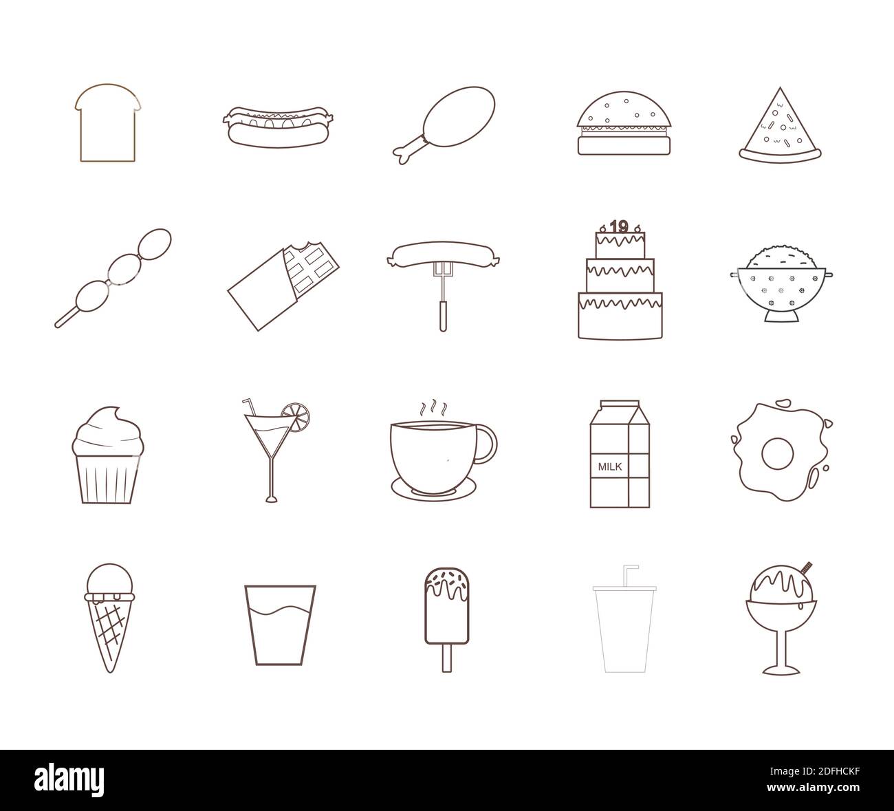 food and drink icon set Stock Vector Image & Art - Alamy