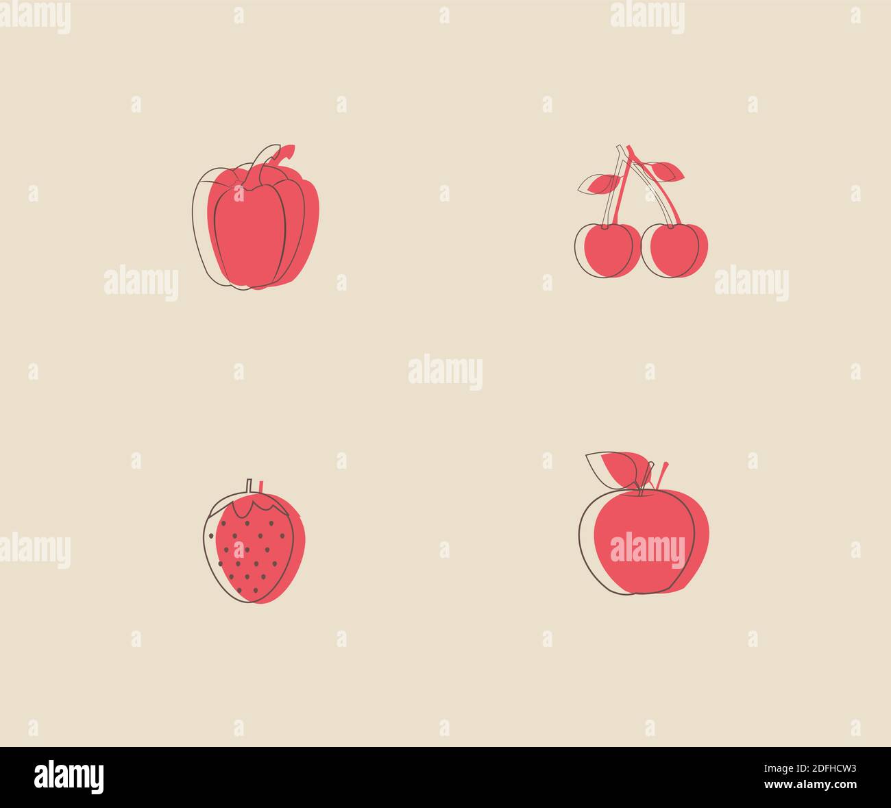 collection of red fruit icon designs Stock Vector Image & Art - Alamy