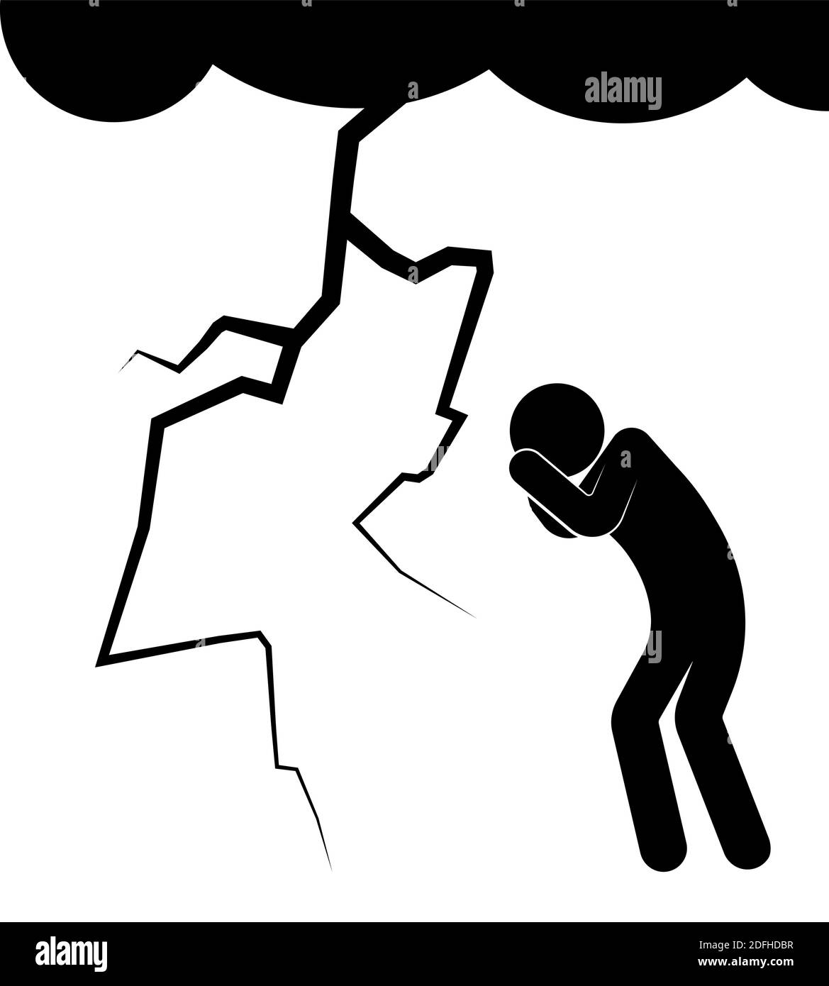 stick man figure protects against hurricane, electrical discharge of ...