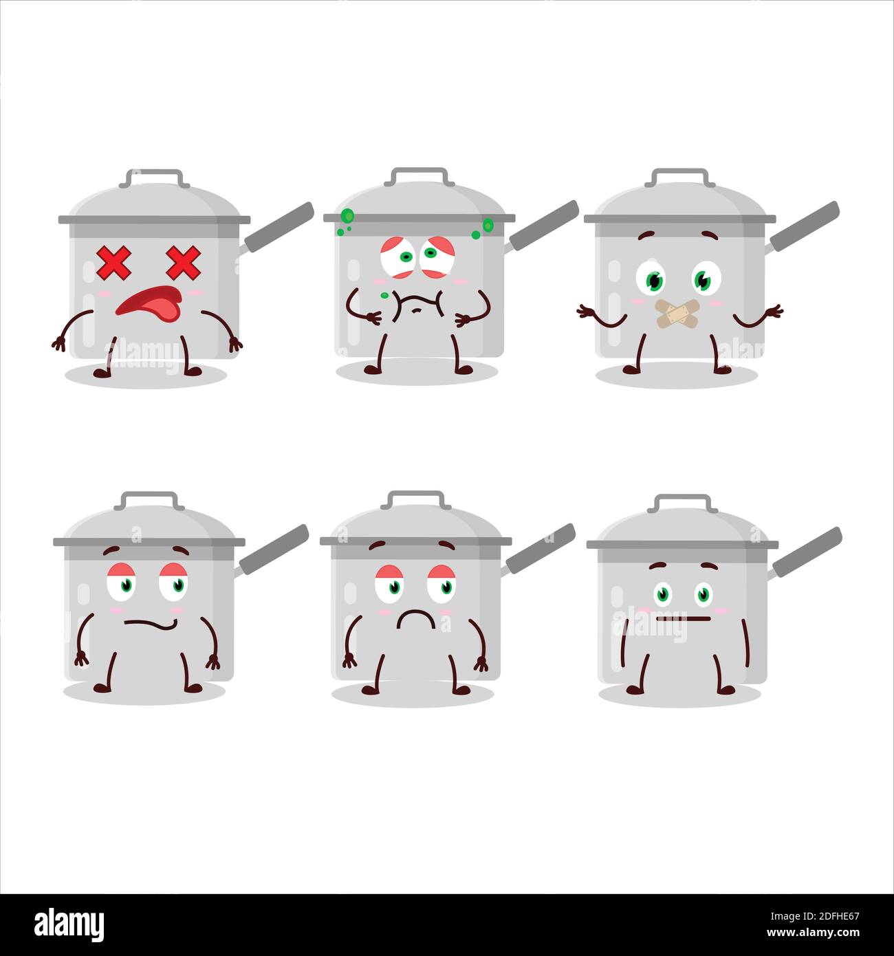 Sauce pan cartoon character with nope expression. Vector illustration ...