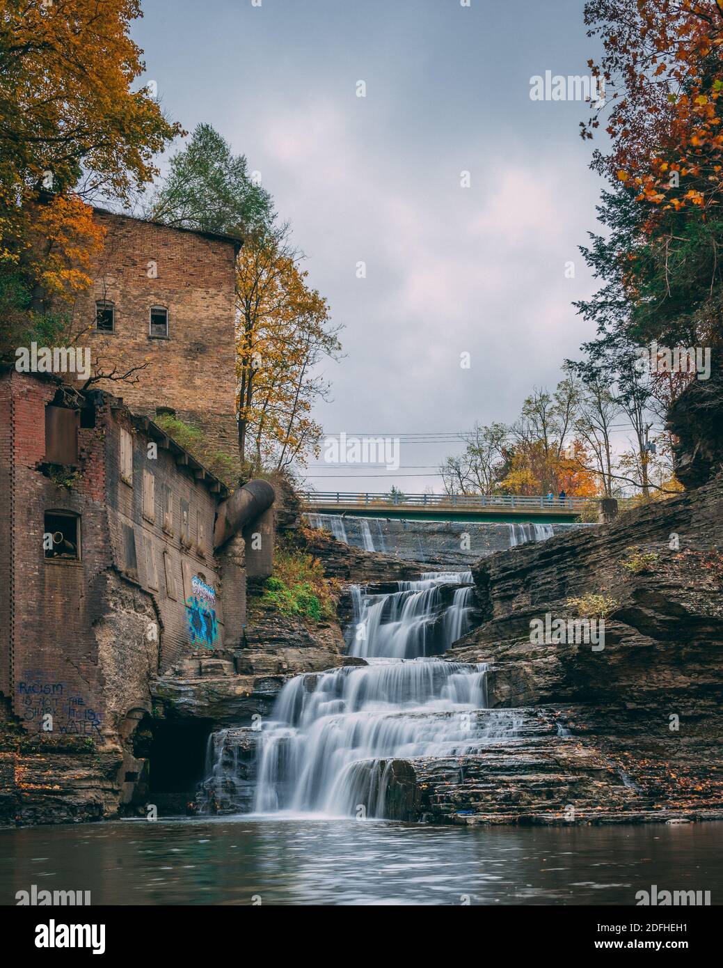Wells Falls with autumn color, in Ithaca, New York Stock Photo - Alamy