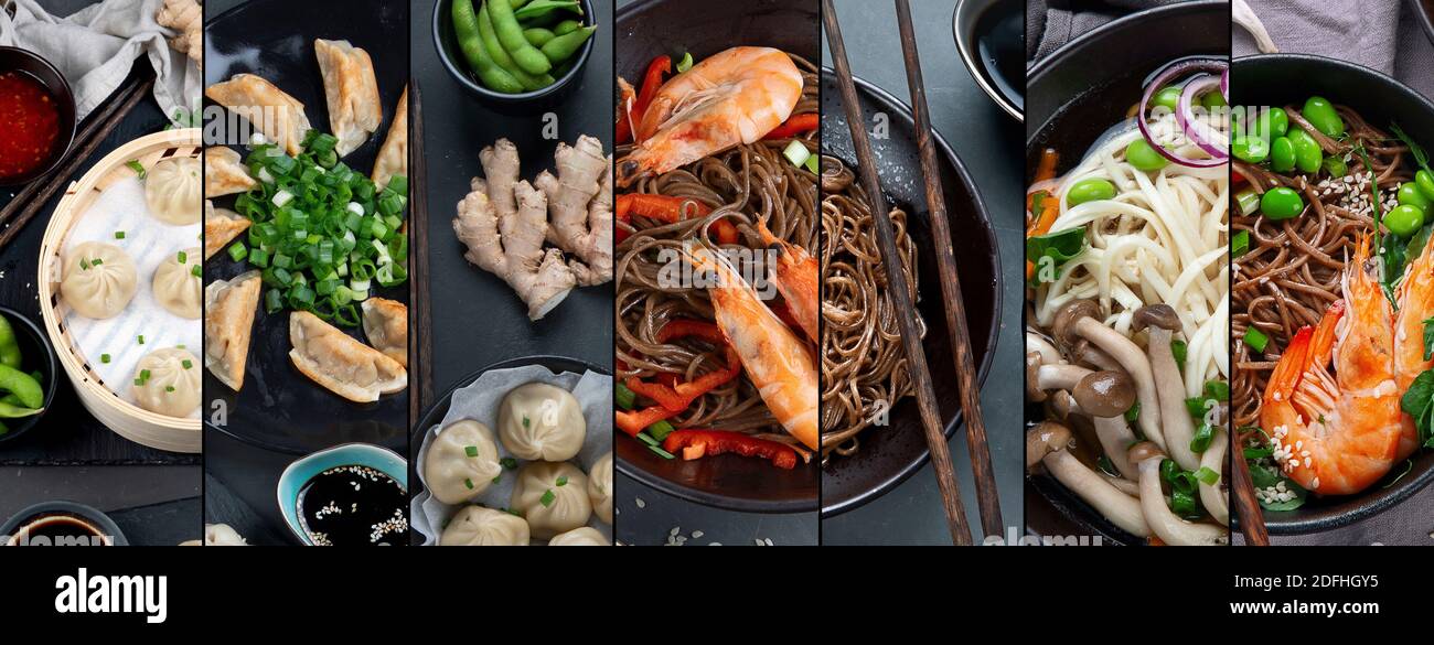 Various of asian meals. Asian food concept. Collage Stock Photo - Alamy