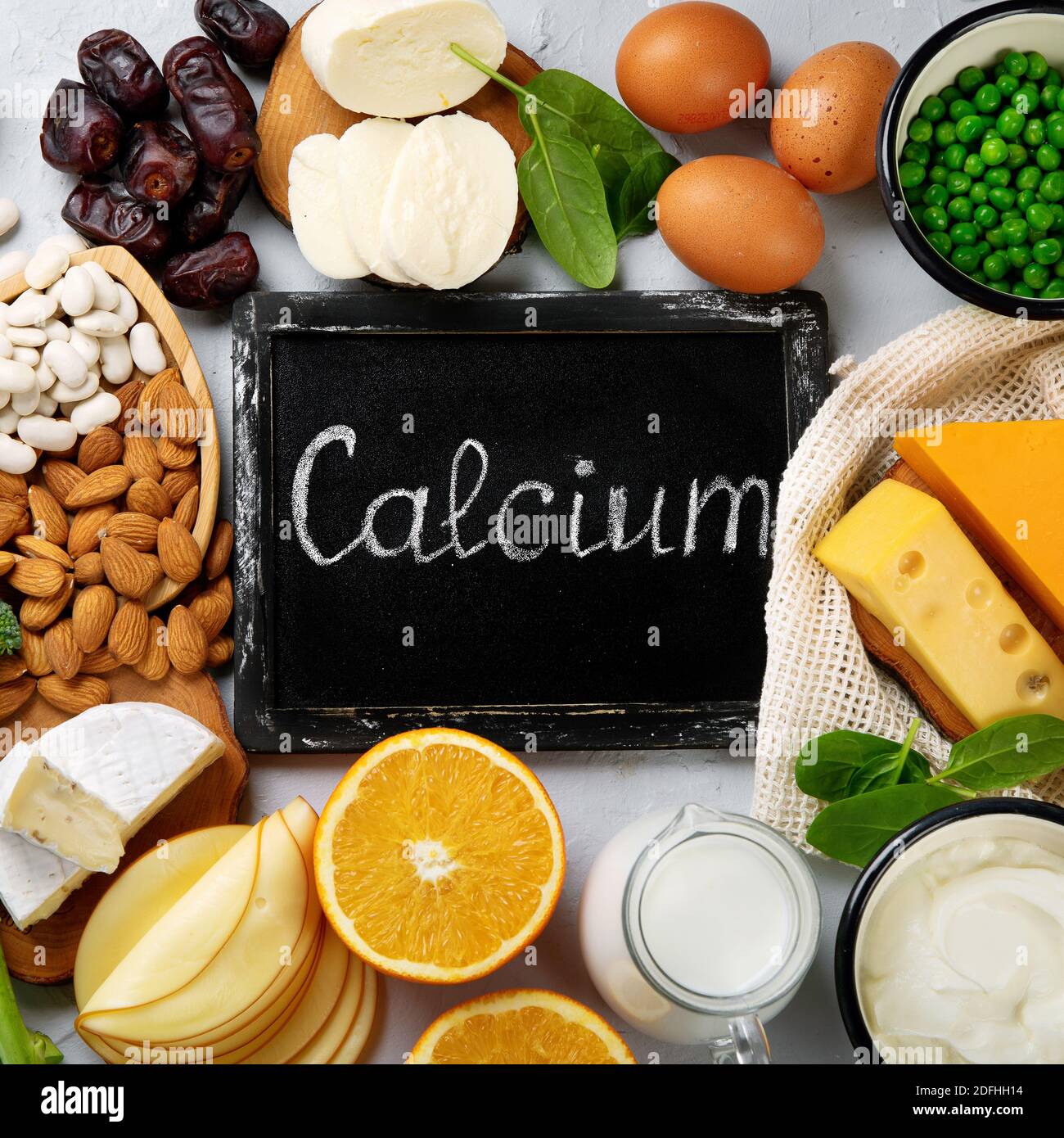 Healthy diary and non-diary products rich in calcium. Healthy food ...