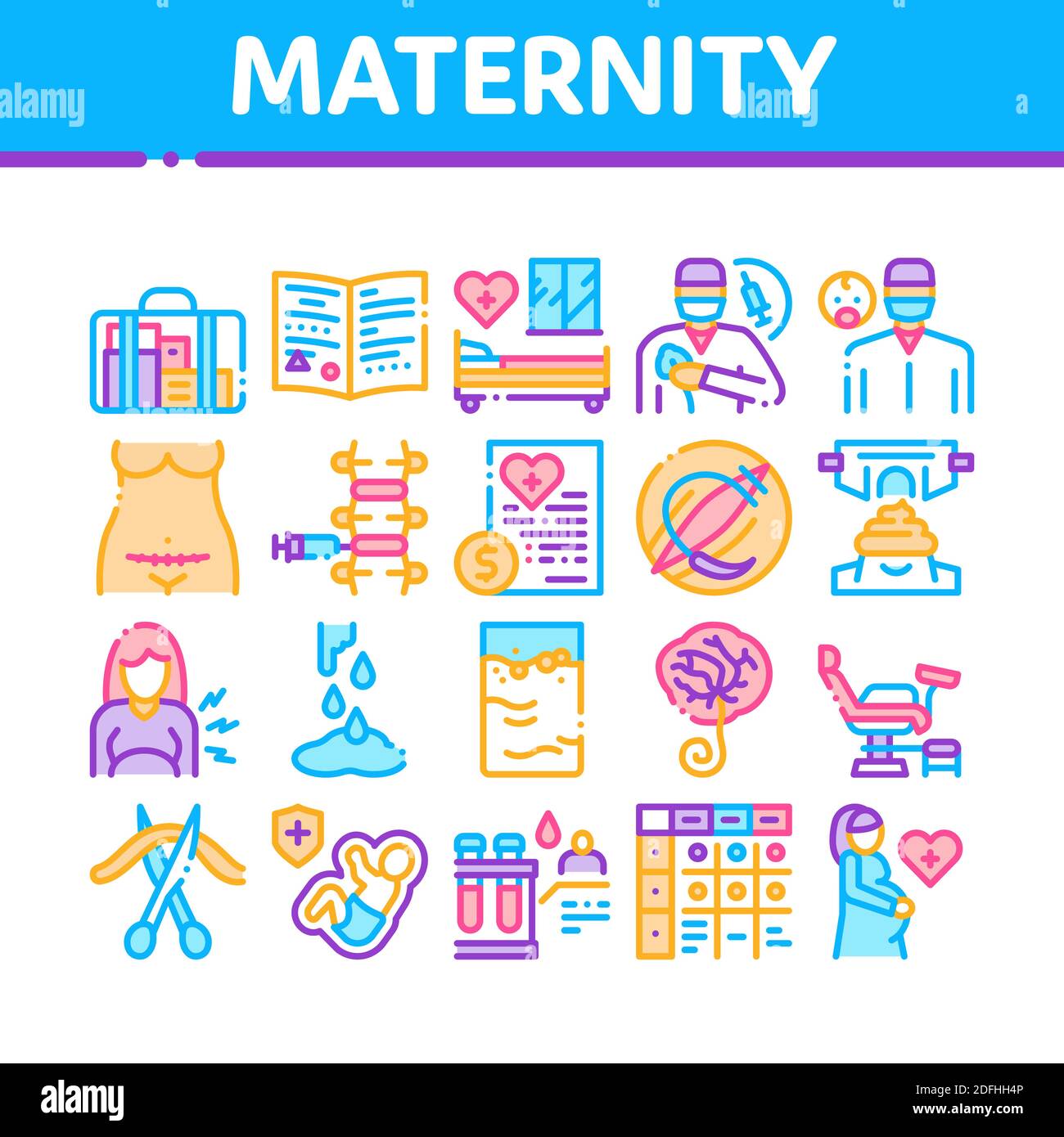 Maternity Hospital Collection Icons Set Vector Stock Vector Image & Art ...