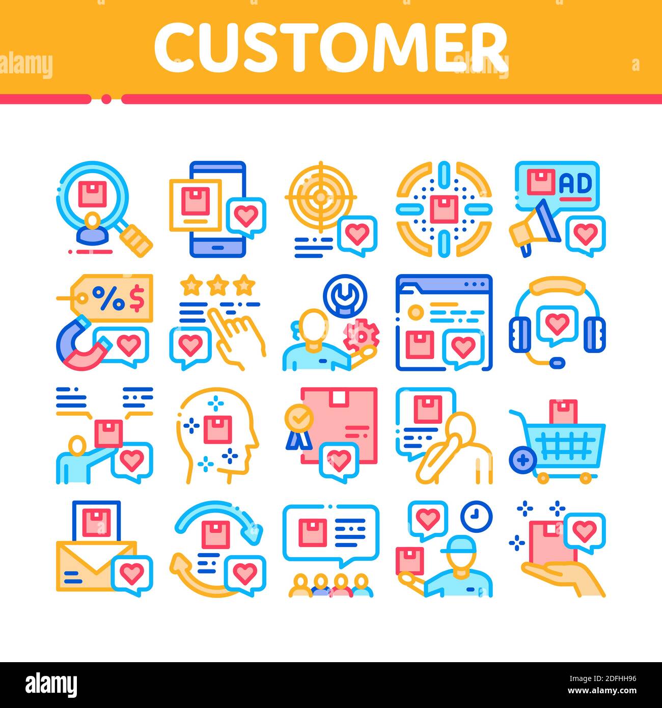 Buyer Customer Journey Collection Icons Set Vector Stock Vector Image ...