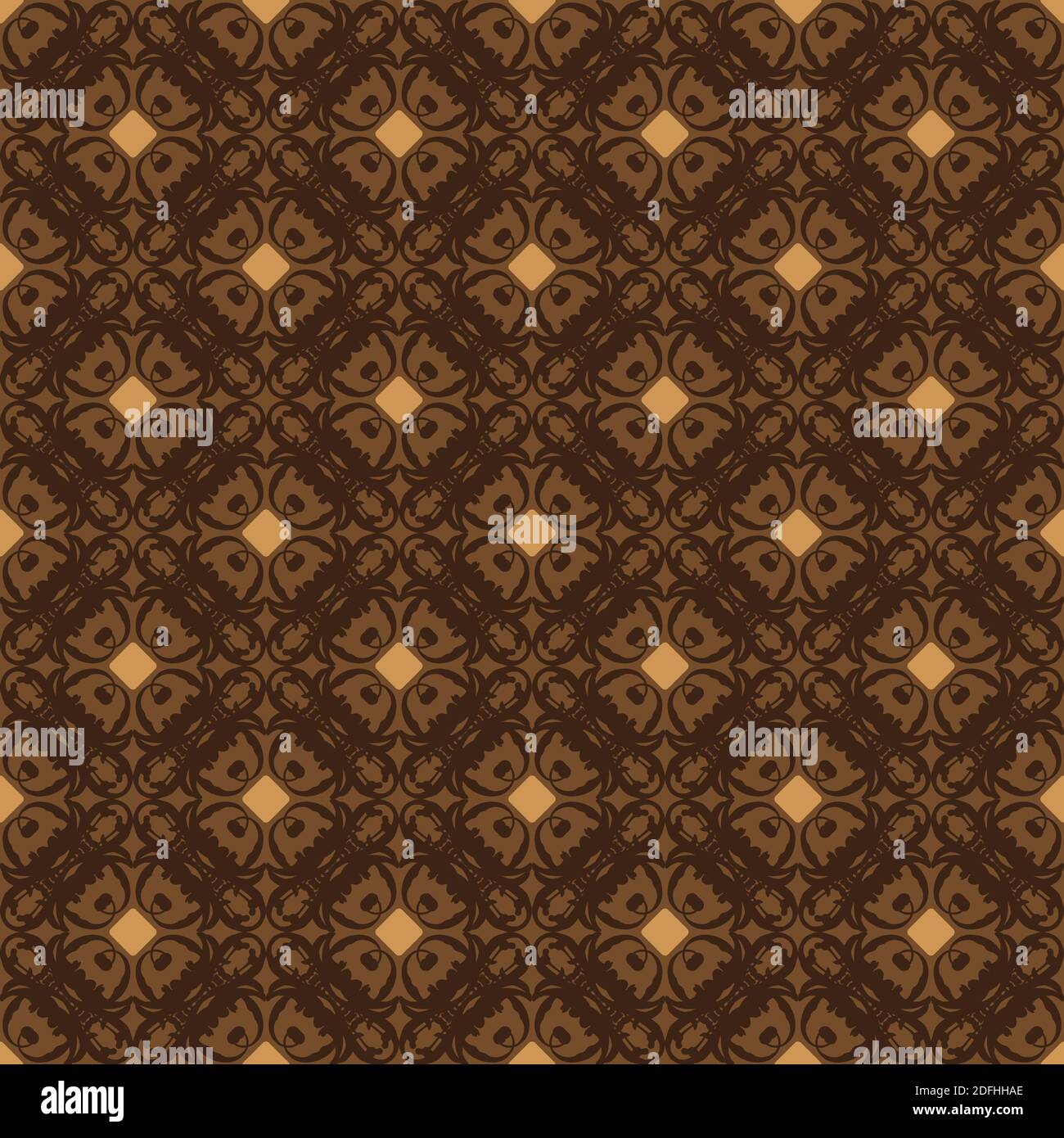 Vintage flower motifs design on Central Java batik with dark brown ...
