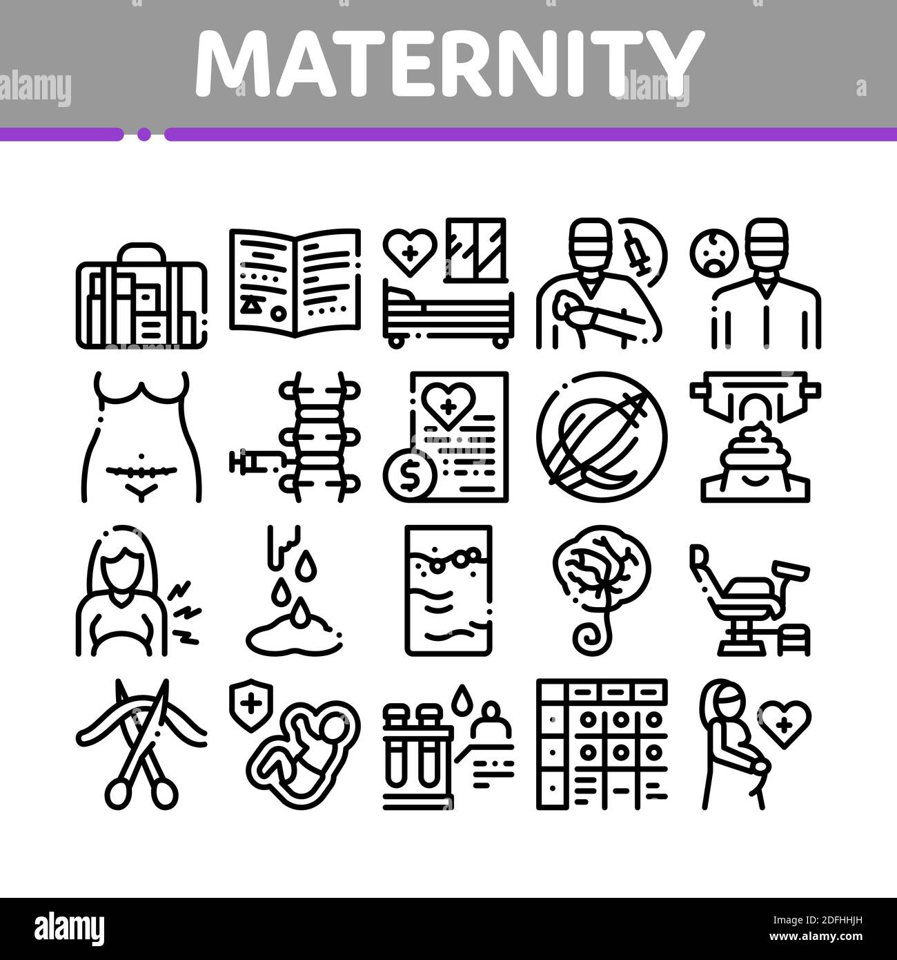 Maternity Hospital Collection Icons Set Vector Stock Vector Image & Art ...