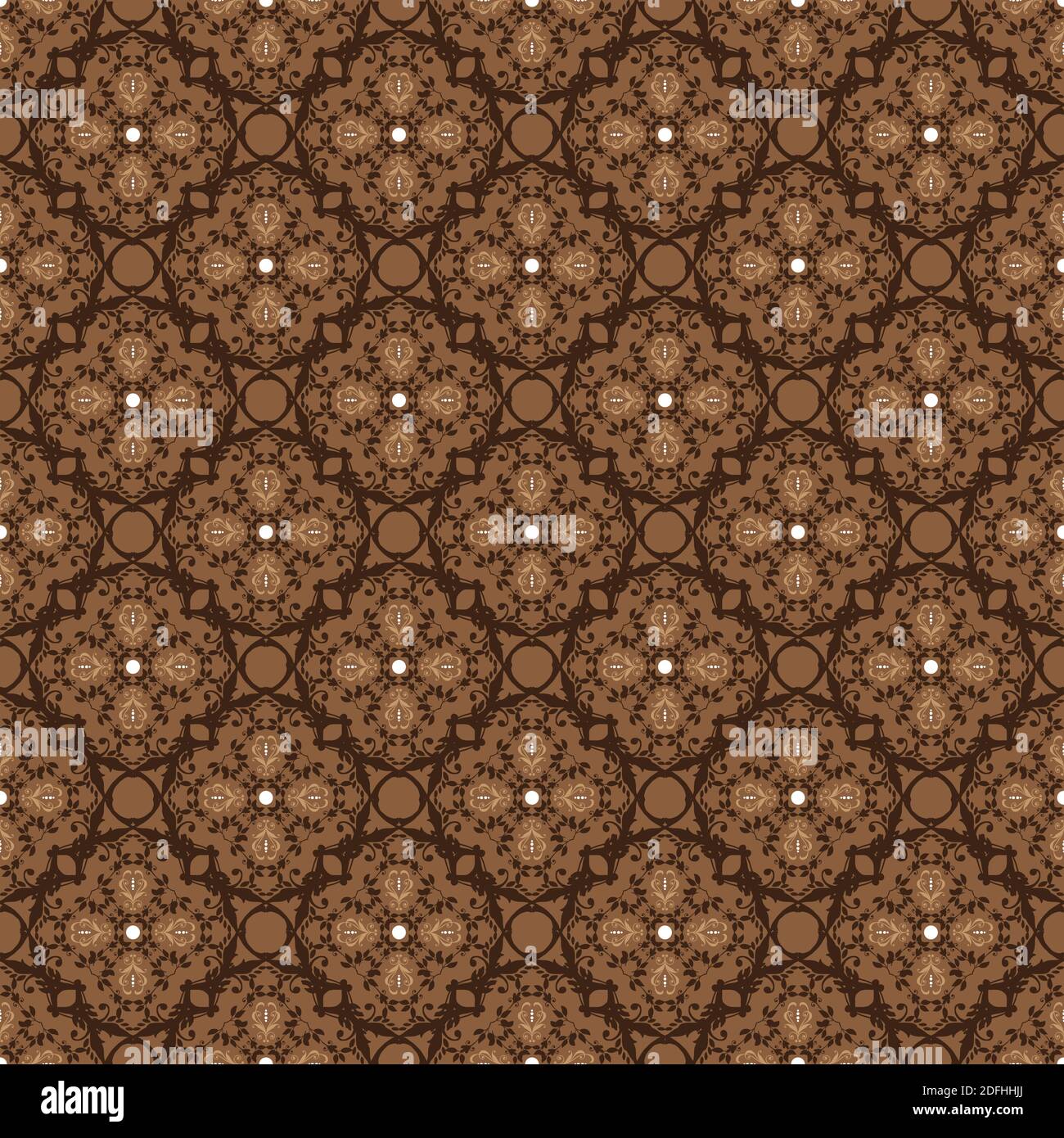 Elegant blend circle and flower motifs on Parang batik with dark brown ...