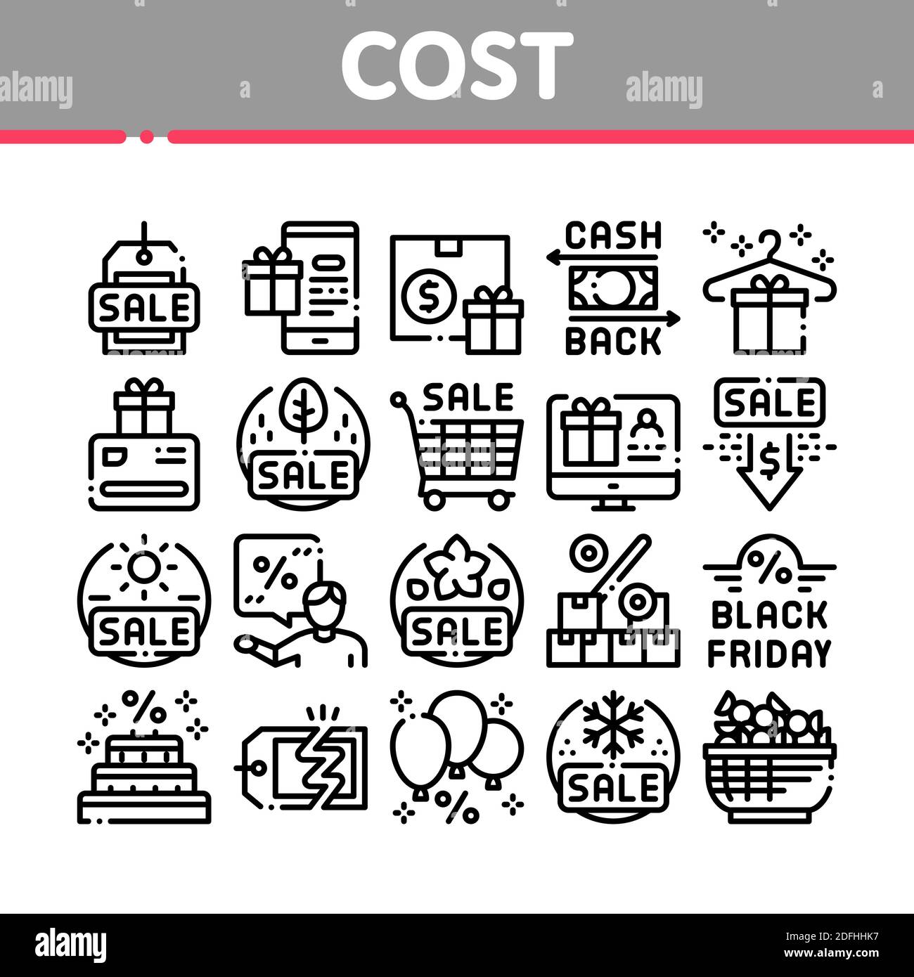 Cost Reduction Sale Collection Icons Set Vector Stock Vector Image ...