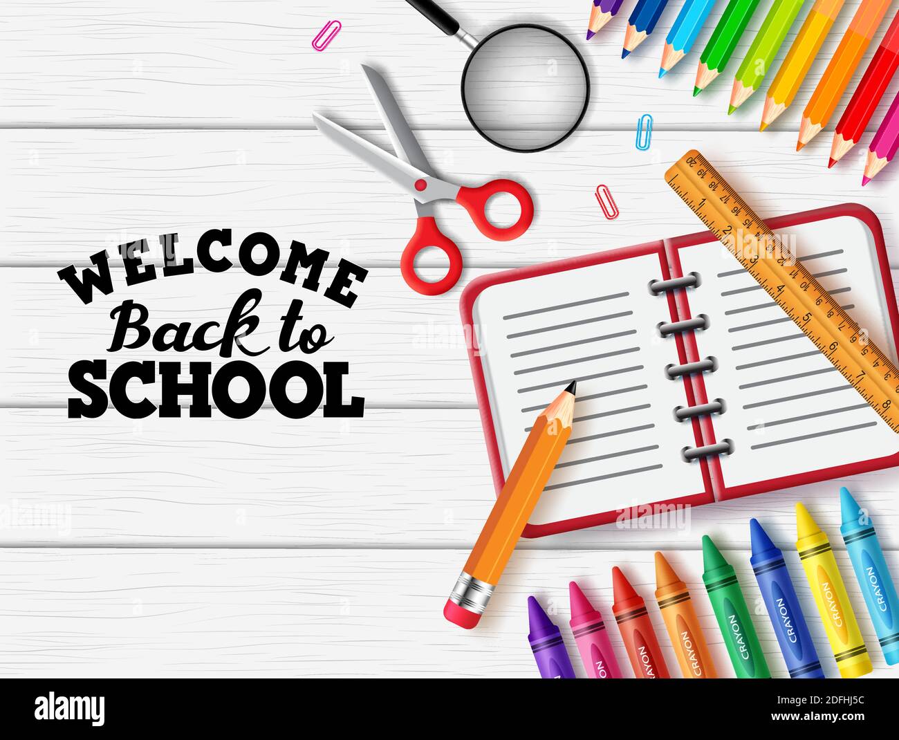 Back to school vector banner background. Welcome back to school text ...