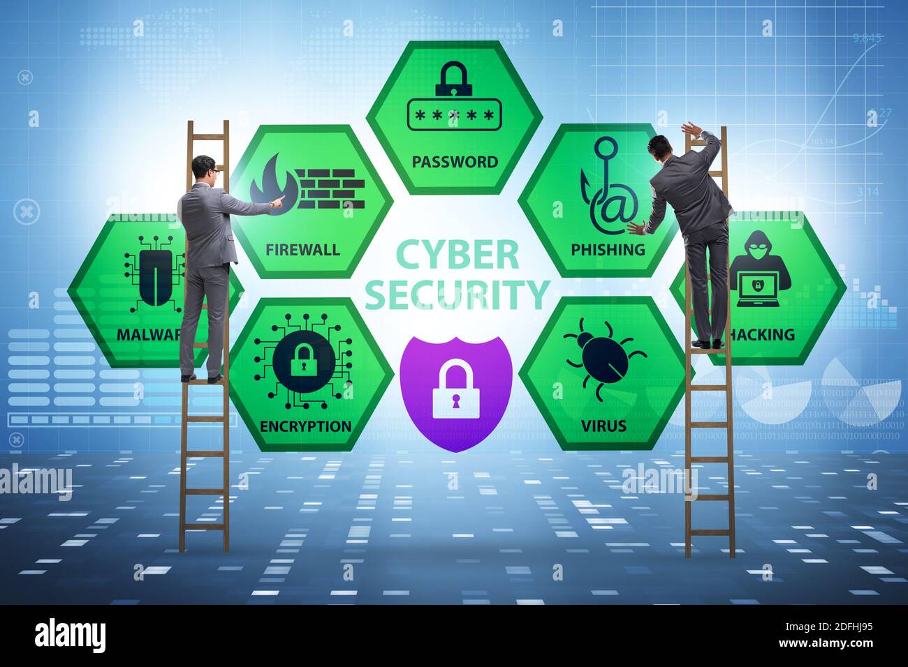 Cybersecurity concept with the key elements Stock Photo - Alamy