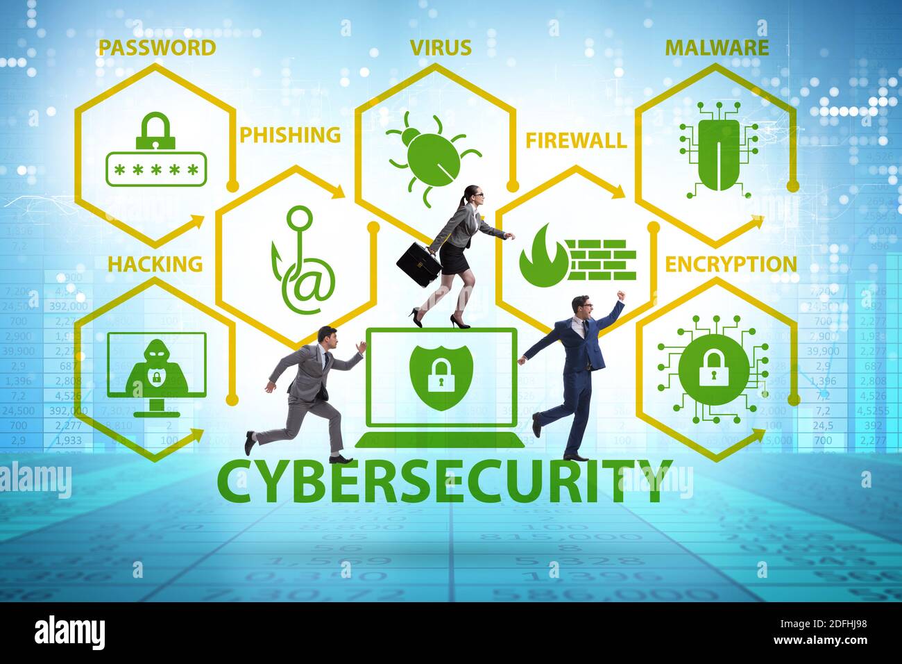 Cybersecurity concept with the key elements Stock Photo - Alamy