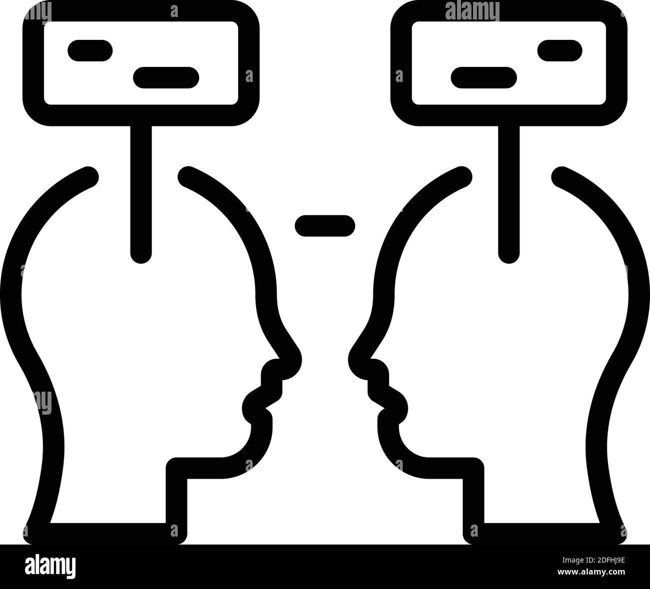 Human chat icon. Outline human chat vector icon for web design isolated ...