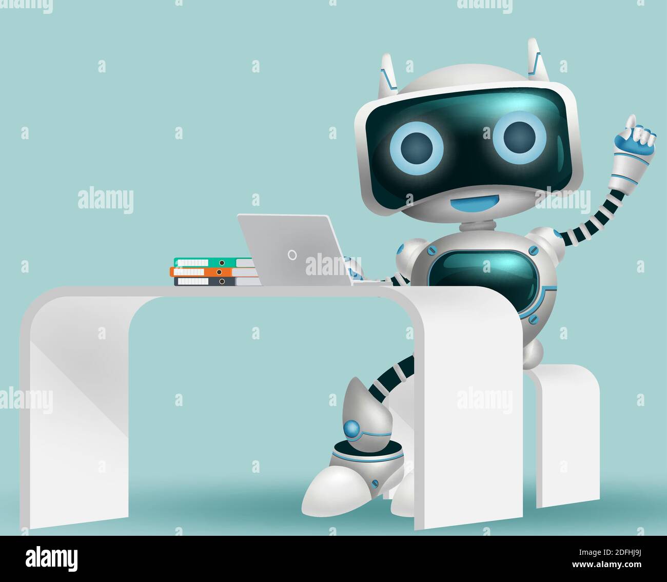 Robot 3d information character background design. Robotic help desk ...