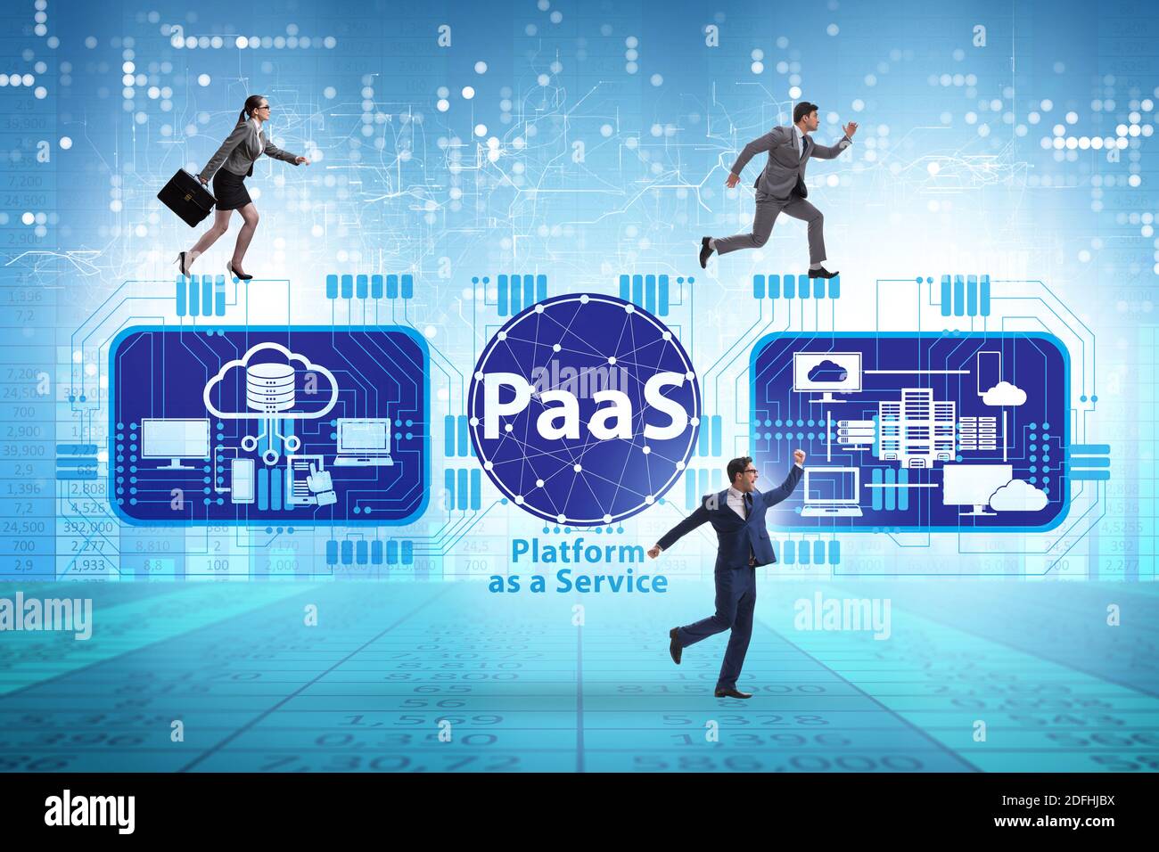 Platform as a service concept with the businessman Stock Photo - Alamy