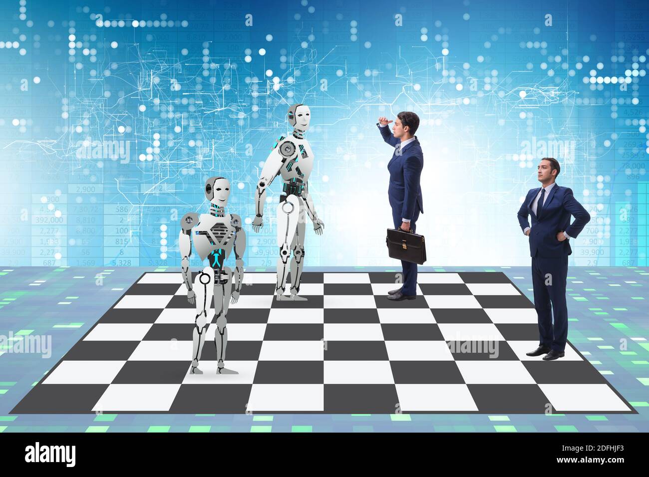 Concept of rivalry between robots and the humans Stock Photo - Alamy