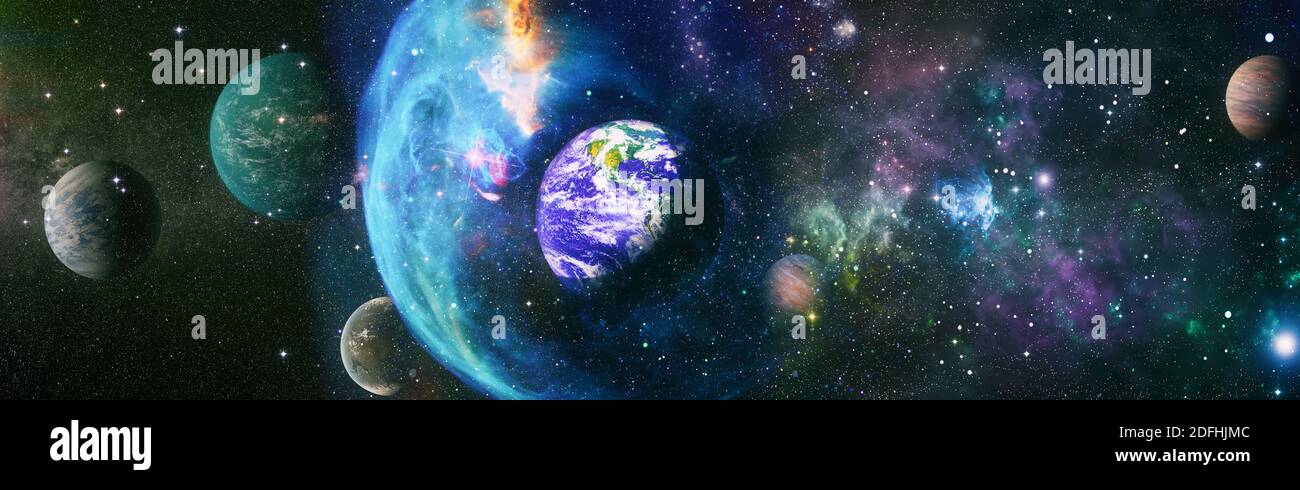 Planet Earth view. The World Globe from Space in a star field showing ...