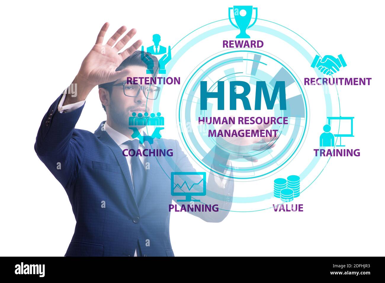 HRM - Human resource management concept with the businessman Stock ...