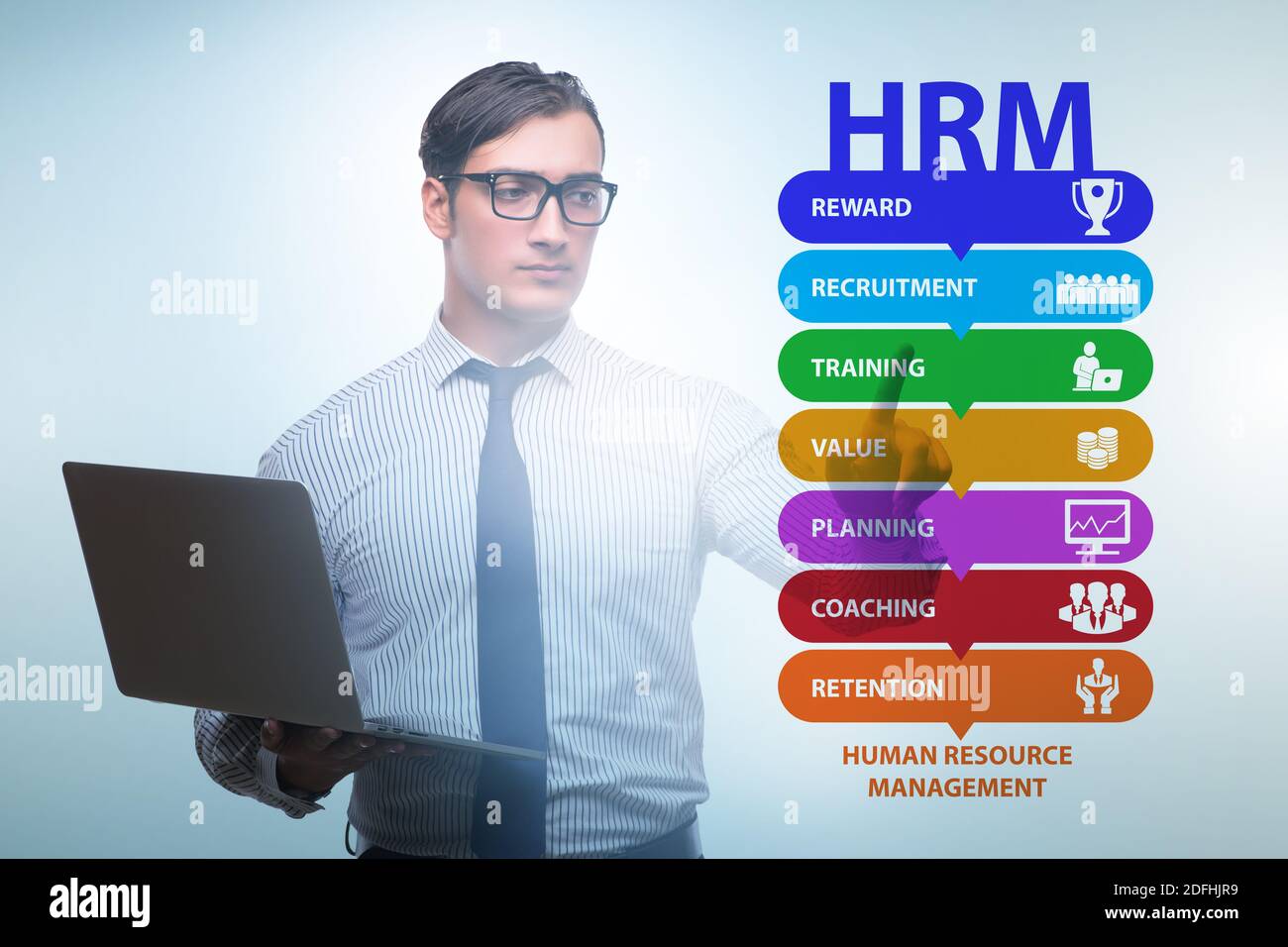 HRM - Human resource management concept with the businessman Stock ...