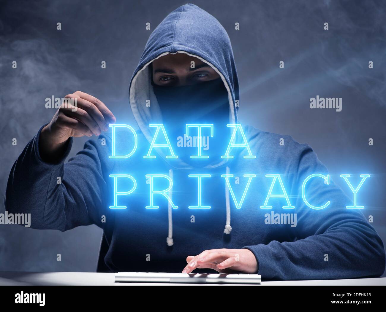 The data privacy concept with hacker stealing personal information ...