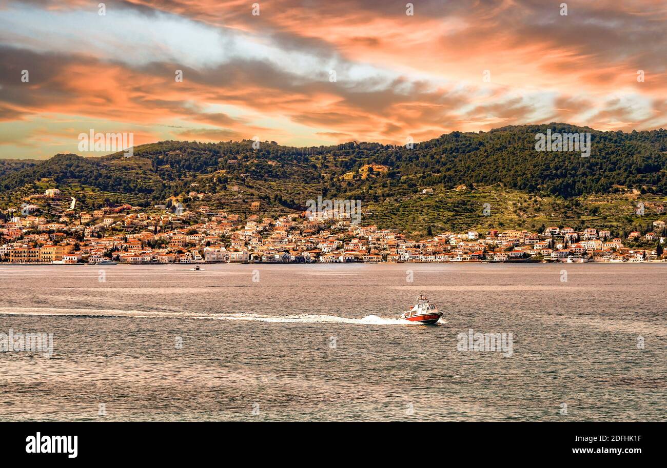 Spetses island sunset greece hi-res stock photography and images - Alamy