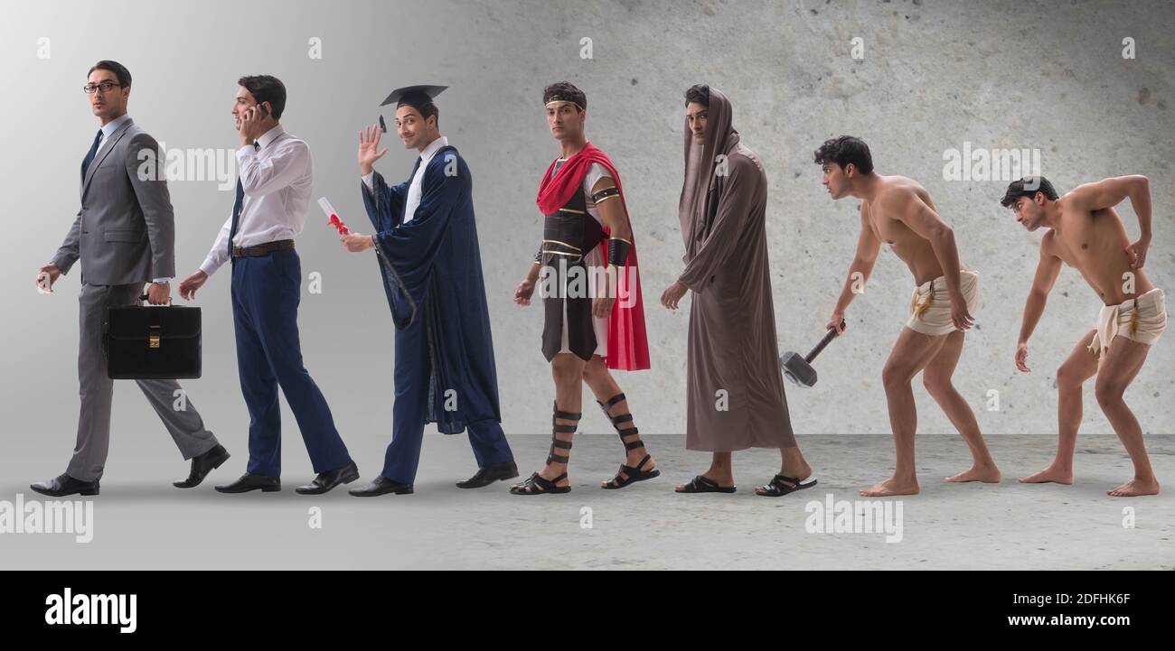 The progression of man mankind from ancient to modern Stock Photo - Alamy