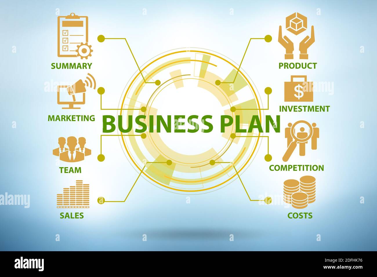 Business plan concept illustration with the key elements Stock Photo ...