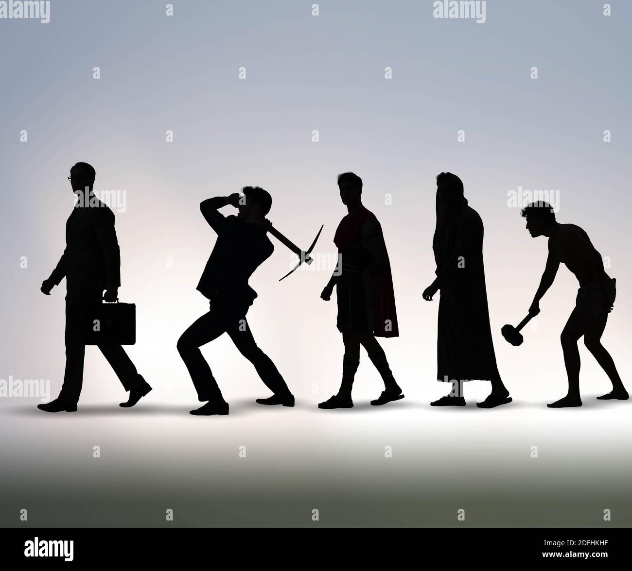 The progression of man mankind from ancient to modern Stock Photo - Alamy