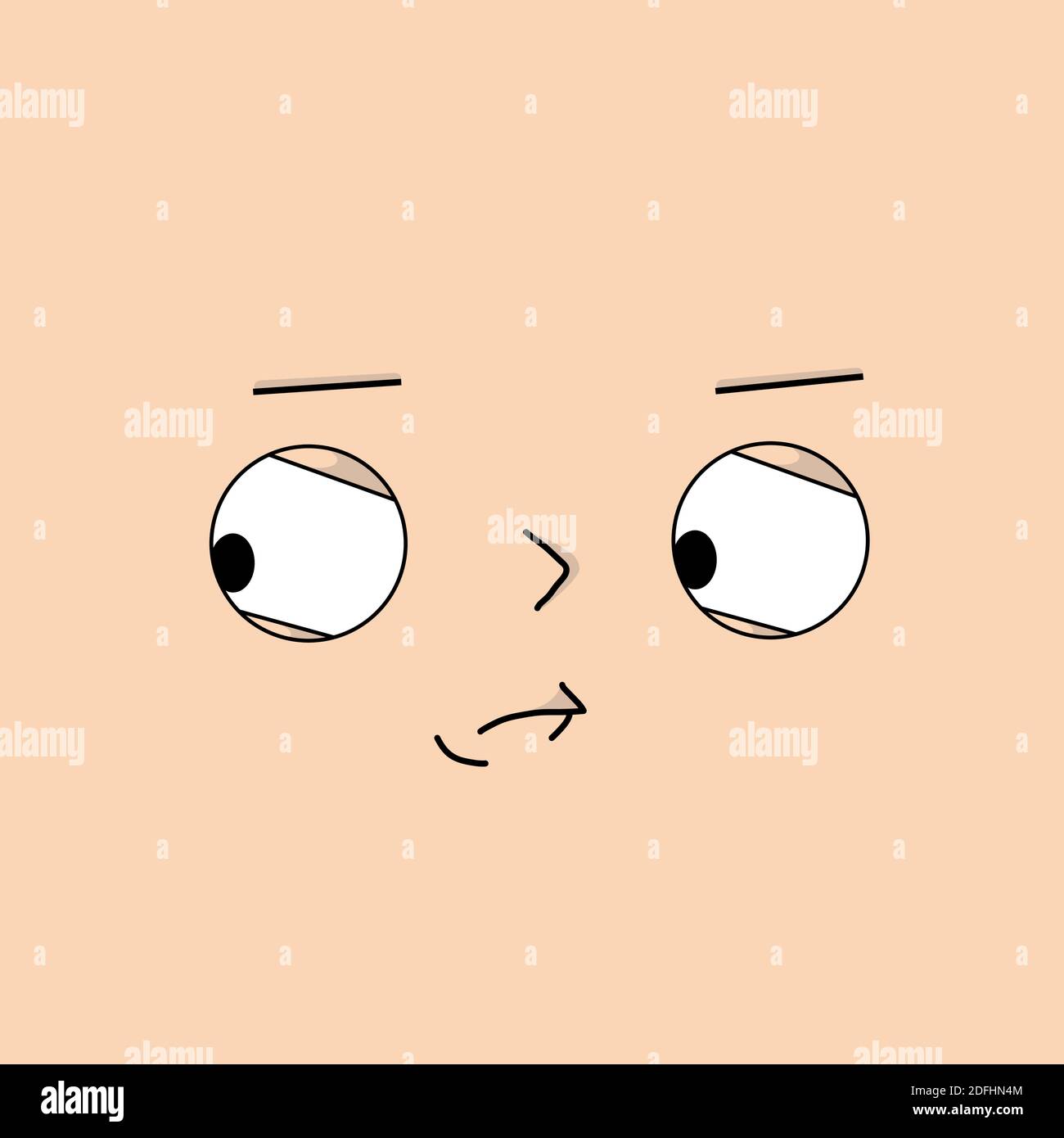 Pensive, sly face with expressive emotions - Vector illustration Stock ...