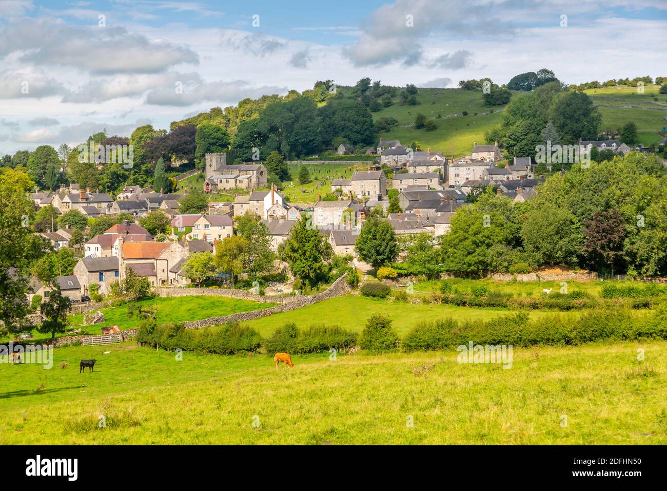 View of village church and Brassington, Derbyshire Dales, Derbyshire ...