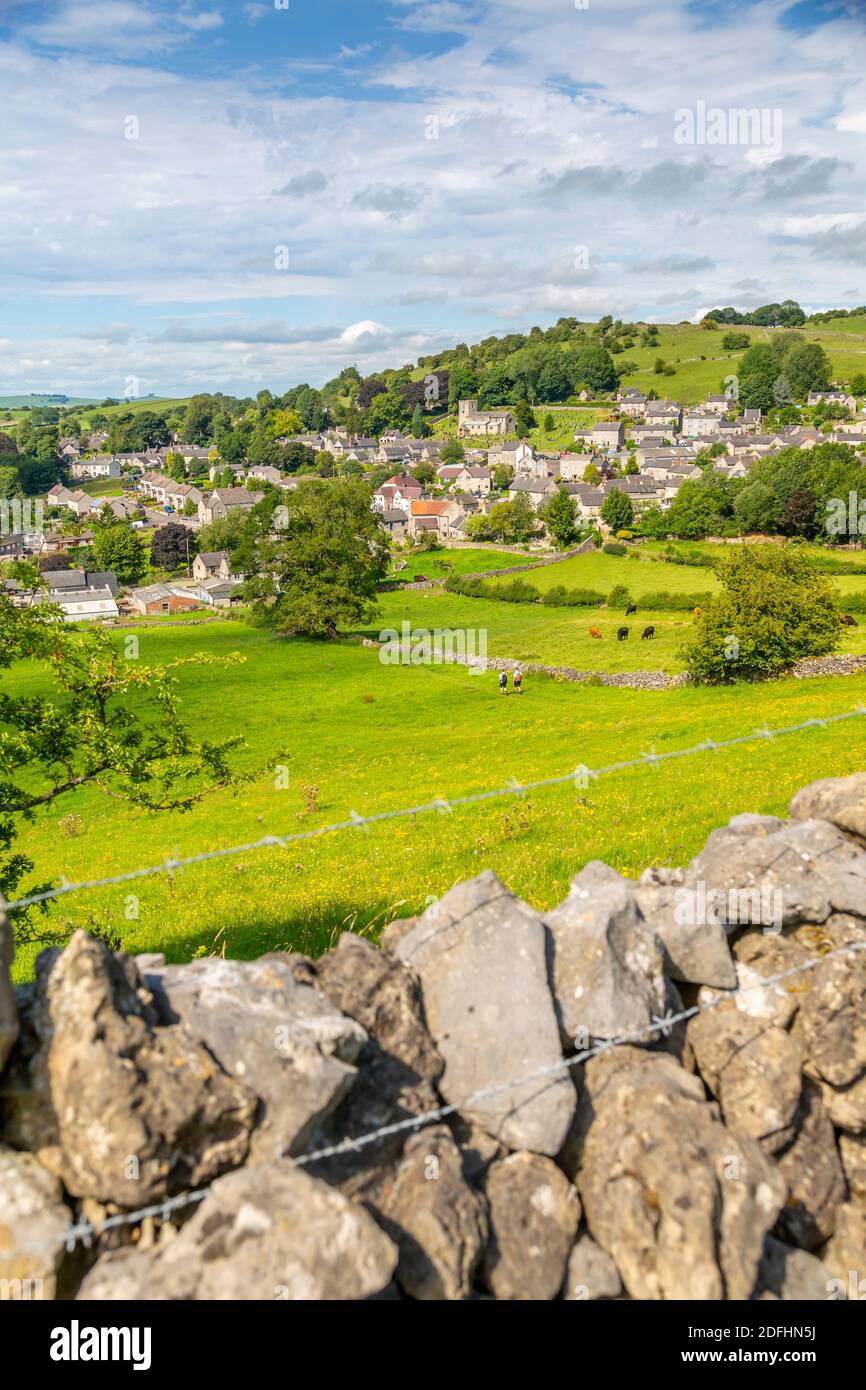 View of dry stone walls and Brassington, Derbyshire Dales, Derbyshire ...