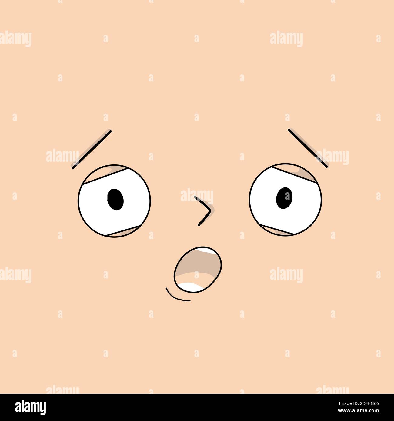 Confused, sad face with expressive emotions - Vector illustration Stock ...