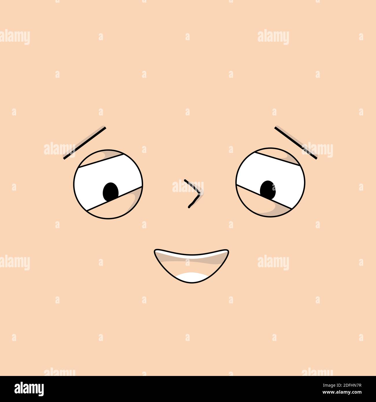 Confused, sad face with expressive emotions - Vector illustration Stock ...